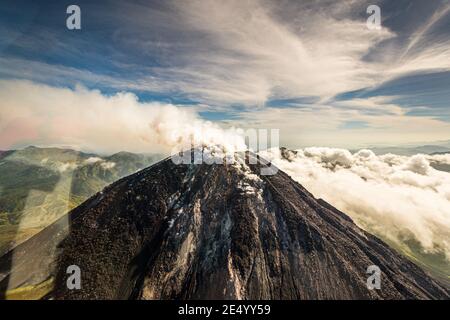 Aerial view of Bougainville volcanoes, Papua New Guinea. Behind the ...