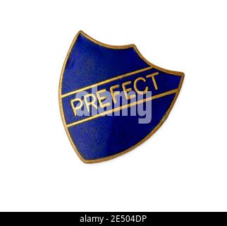 School prefect badge on a white background Stock Photo - Alamy