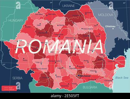 Galati City (Republic of Romania) map vector illustration, scribble ...