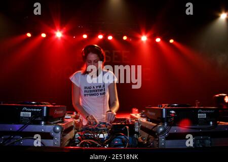 French DJ Chloe performs live on stage in Paris, France, on February ...