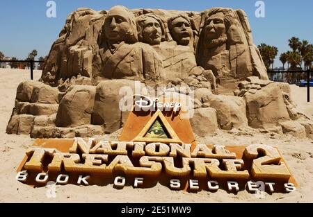 A giant sand replica of Mt Rushmore celebrates the DVD launch of ...