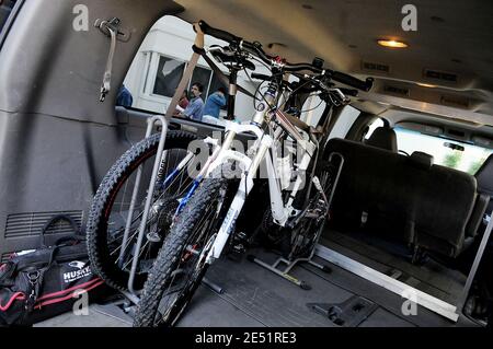President George W. Bush's mountain bikes await his departure at the ...