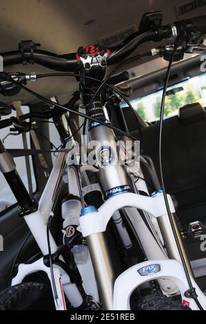 President George W. Bush's mountain bikes await his departure at the ...