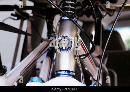 President George W. Bush's mountain bikes await his departure at the ...