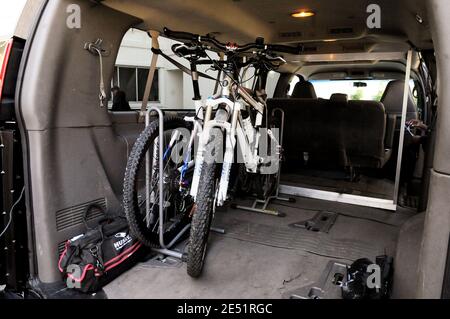 President George W. Bush's mountain bikes await his departure at the ...