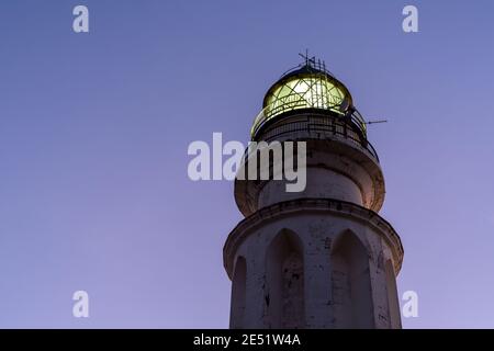 A close up view of the Cape Trafalgar Lighthouse and a new moon Stock ...