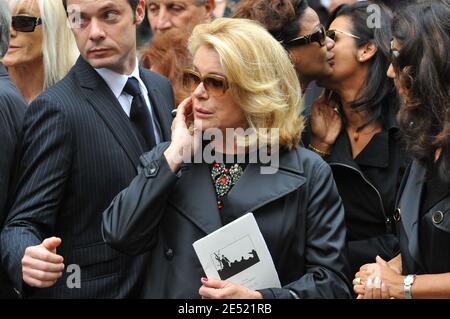 Catherine Deneuve leaving the Saint-Roch church in Paris, France ...