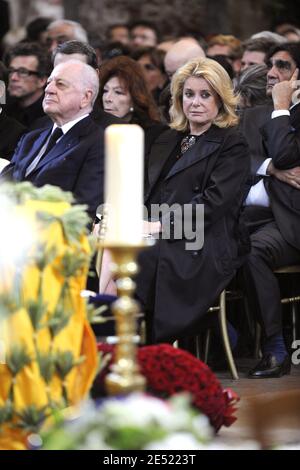 Catherine Deneuve arriving at the Saint-Roch church in Paris, France ...