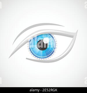 Decorative cyber robot digital hi-tech look vision optic emblem ...