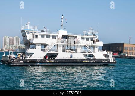 The worlds shortest ferry ride at 120m (400 feet) loads cars and ...