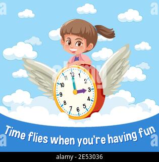 English idiom with picture description for time flies when you are ...