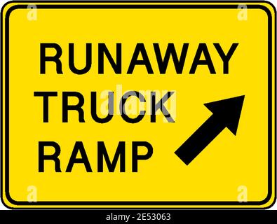 Runaway truck ramp warning sign isolated on transparent background ...