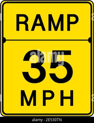 Ramp 35 MPH sign isolated on transparent background illustration Stock ...