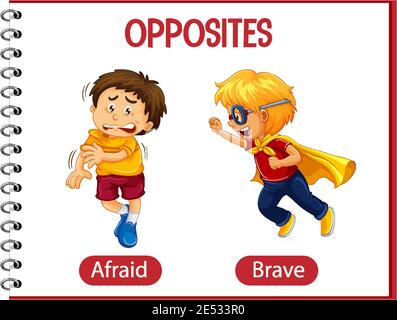 Opposite words with brave and afraid illustration Stock Vector Image ...