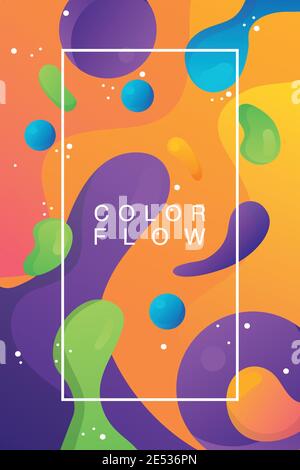 vivid color flow with rectangle frame background poster template vector ...