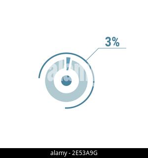 3 percent diagram, three percentage vector infographic. Rounded ...
