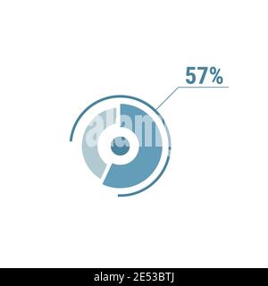 57 percent diagram, fifty-seven percentage vector infographic. Rounded ...