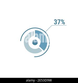 37 percent diagram, thirty-seven percentage vector infographic. Rounded ...