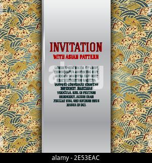 Asian invitation card with dragons and waves vector illustration Stock ...
