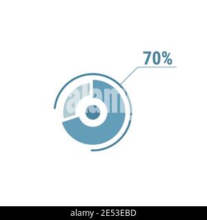 70 percent diagram, seventy percentage vector infographic. Rounded ...