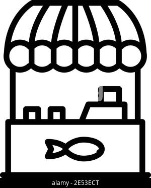 Fish floating market icon. Outline fish floating market vector icon ...