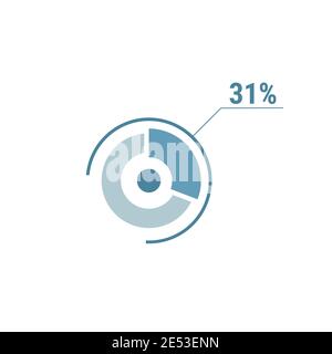 31 percent diagram, thirty-one percentage vector infographic. Rounded ...