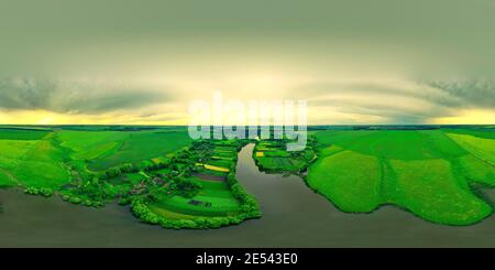 360° view of Sunset on the field - Alamy
