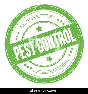 PEST CONTROL text on green grungy vintage rectangle stamp Stock Photo ...