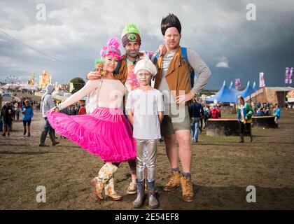 Festival goers in Troll fancy dress at Bestival 2017 at Lulworth Castle ...