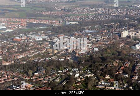 aerial view of Pontefract market town in West Yorkshire Stock Photo - Alamy