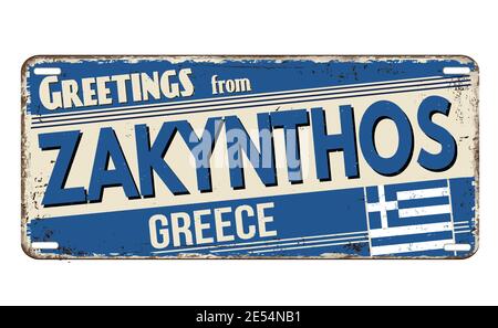 travel poster from Zakynthos Island, greek flag, map of the island ...