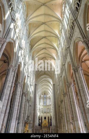 Vertical shot of the interior of Amiens Cathedral, France Stock Photo ...