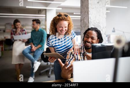 Software developers working together in server farm, reviewing neural network code and LLM ...