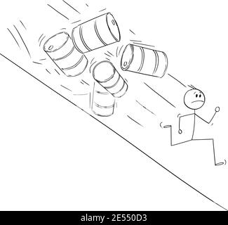 Oil price falling and oil industry crisis business concept. Cartoon ...