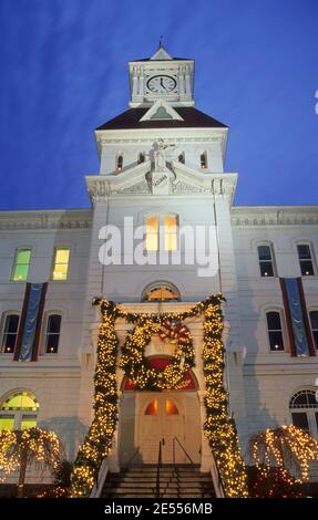 Benton County Courthouse with Christmas lights, Corvallis, Oregon Stock ...