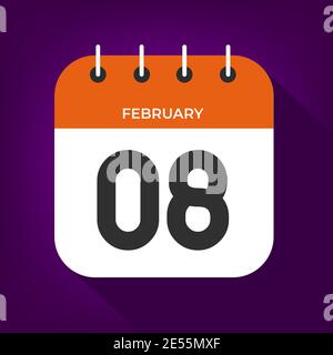 Icon calendar day - 8 February. 8th days of the month, vector ...