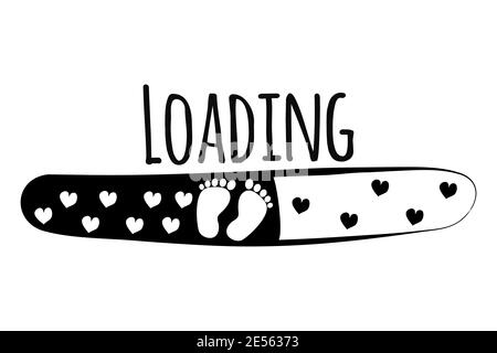 Loading with baby footprint and hearts, cute greeting with coming soon ...