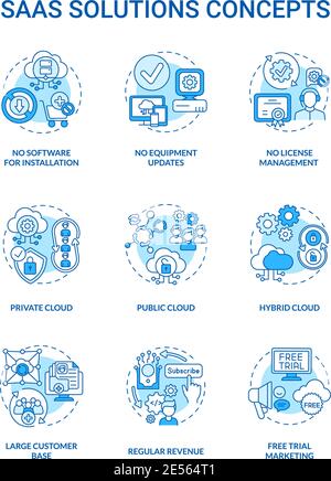 SaaS solutions concept icons set Stock Vector Image & Art - Alamy