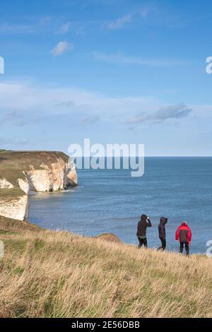 Chalk cliffs at Flamborough Head on the Yorkshire coast, England ...