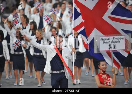 British Olympic Swimmer Mark Foster models the new Speedo swimsuit at a ...
