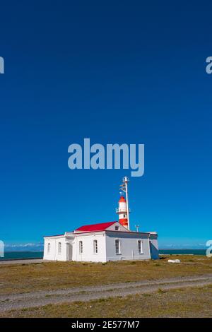 Lighthouse at the end of the world, Punta Delgada along the Strait of ...