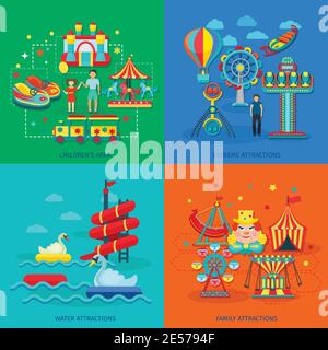 Amusement park infographics, family park rides and carousels, vector ...