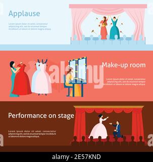 Theater backstage design elements isolated on white background. Vector ...