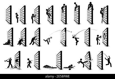 Stick Figure man digging hole. Vector illustrations of a stickman dig ...