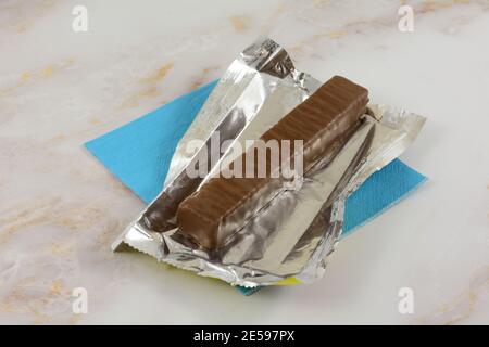 opened foil chocolate candy closeup Stock Photo - Alamy