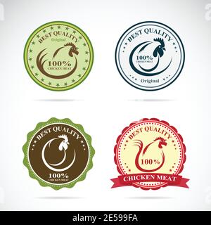 Chicken label set. Food, poultry farm, meat, egg icon or logo ...