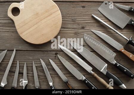 collection of various kitchen knives Stock Photo - Alamy