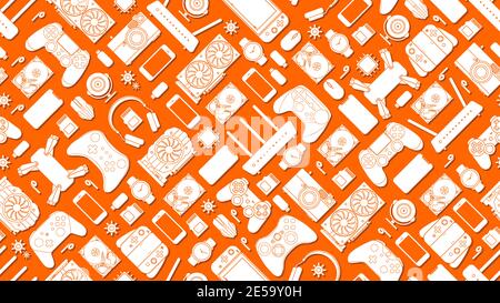 Gadgets and devices pattern collection Set of computer hardware ...