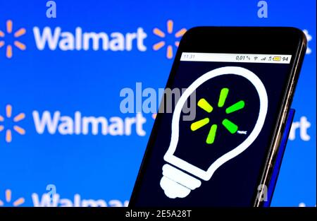 In this photo illustration a Walmart Global Tech logo seen displayed on ...