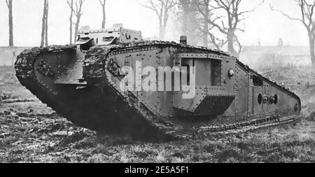 British Mark IV tank with Tadpole Tail, WW1 Stock Photo - Alamy